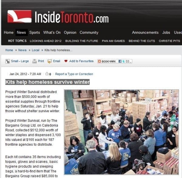 Kits Help Homeless Survive Winter Bargains Group