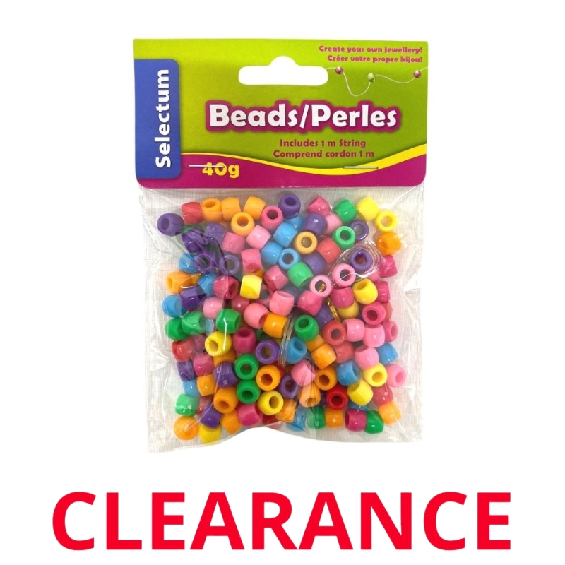 Wholesale Selectum Round Beads With String – Asst. Basic Colours (40g ...